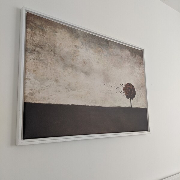 Dark Square Abstract Landscape Art Print, Large Moody Abstract ...