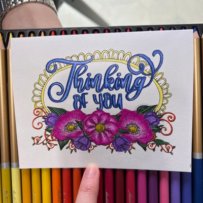 Thinking of You Coloring Printable Note Cards - Etsy