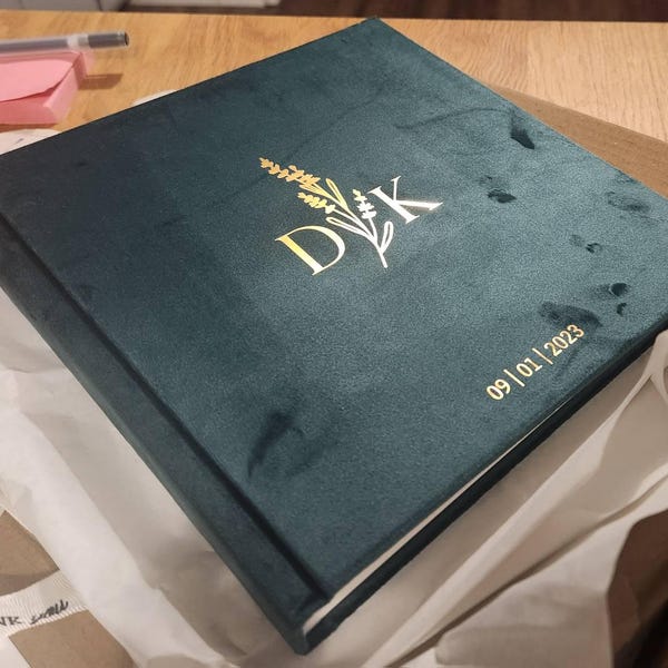 Custom Elegant Wedding Photo Album/guest Book in Velvet Hardcover for ...