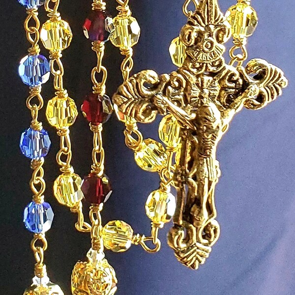 Unbreakable Handmade Catholic Rosary, Rose Pink Czech Crystal Sapphire, October Birthstone - Etsy