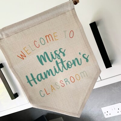 Personalised Teacher Class Room Flag, Teacher Gift, Personalised ...