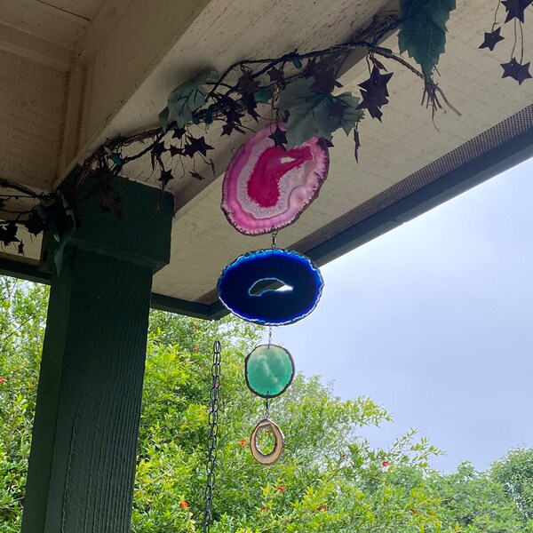 Hand Made in USA Very Rare 44" Long 8 Piece White Rimmed Banded Agate ...