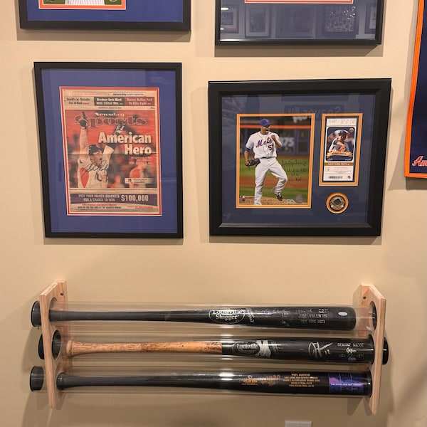 7bat Wood - Baseball Bat Display Rack W/ Multiple Shelves- Premium Pine ...