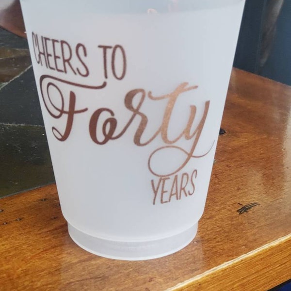 40th Birthday Cup, 40th Birthday Party, Cheers to 40 Years, Frosted ...