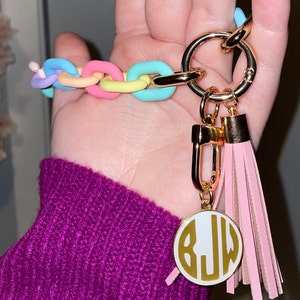 Personalized Chunky Chain Link Wristlet Keychain, Personalized Gift ...