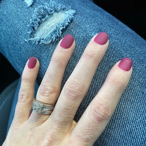 Wine Red, Matte Press on Nails Short, Square Nails Romantic Fall Color ...