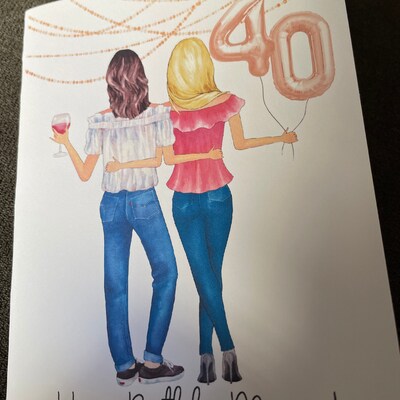 Birthday Card for Best Friend 2 Girls Birthday Card for - Etsy