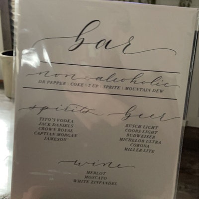 Dinner Menu Sign / Wedding Calligraphy Signs / Menu Sign for - Etsy