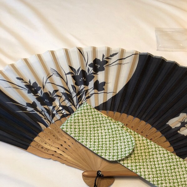 Silk Black Rabbit Hand Fan With Sleeve -handheld Folding Fan, Japanese ...
