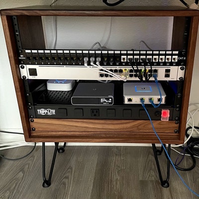 2U Rack WHITE Color Desktop Rack Walnut Wood Metal Studio Rack ...