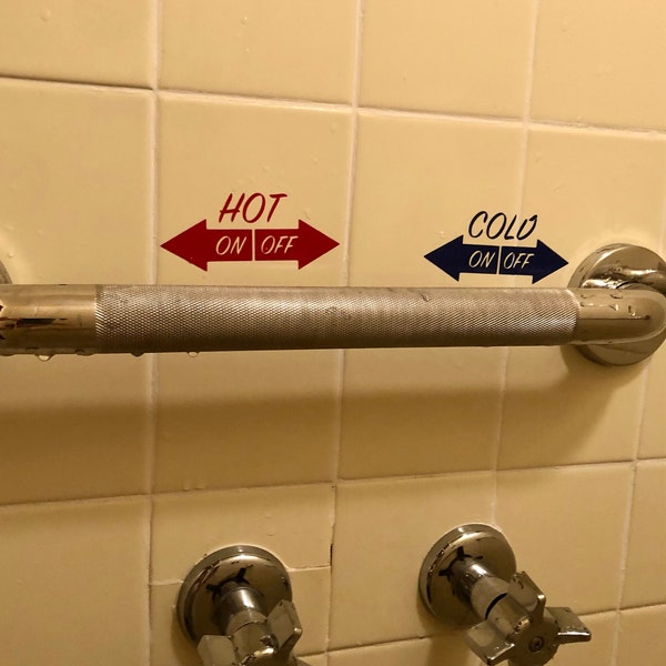 Shower Faucet Hot & Cold Decals | Vinyl Decals | - Etsy