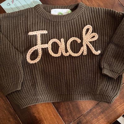 Embroidered Personalized Sweater, Large Embroidered Letter, Checkered ...