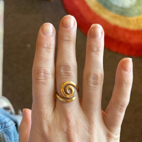 Spiral Ring, Hypnotic Ring, Spiral Brass Ring, Swirl Ring, Gold Wired ...