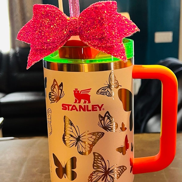 Stanley Butterfly Pale Lime Green 40oz Custom Laser Engraved Authentic ...