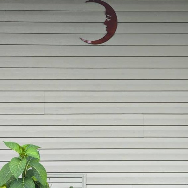 Crescent Moon Face Metal Wall Art - Etsy