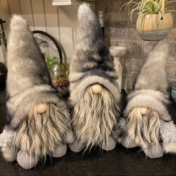 Super Soft Gray Gnome in a Fur Hat, Scandinavian Gnomes, Forest Gnome ...