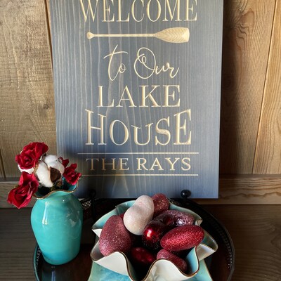 Personalized Engraved Welcome to Our Lake House Oar Sign - Etsy