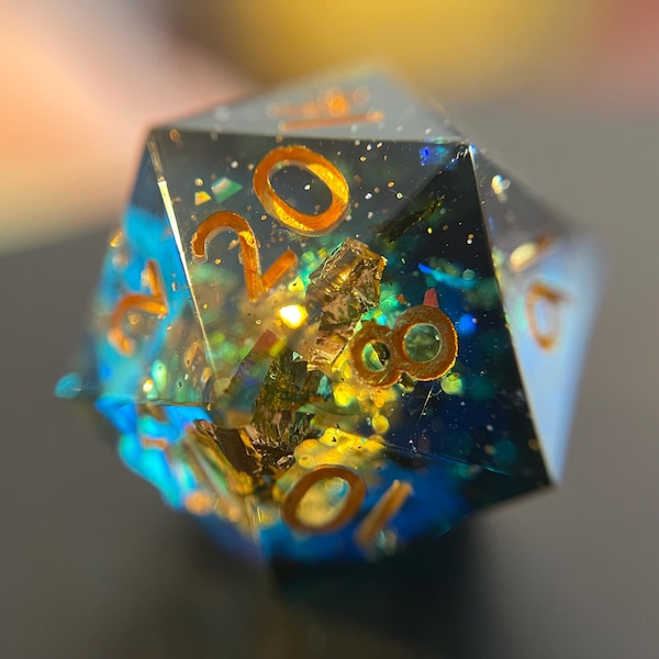 Sacred Flame - Blue Smoke With Gold Foil Handmade Resin Sharp Edge Dnd ...