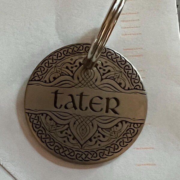 Personalized Pet Tag - Elven Scrollwork With Celtic Border - Custom Dog ...