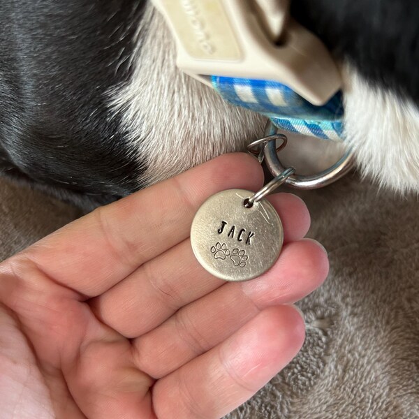 Simple Custom Hand Stamped Dog Tag, Dog Tags for Dogs, Pet Id Tag ...