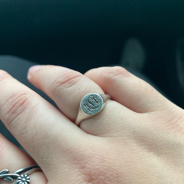 14K Signet Ring-personalized Ring-monogram Ring-gold Ring-personalized Jewelry-engraved Ring ...