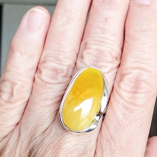 Incredible Light Blue Amber, Natural Baltic Amber Ring, Unique Amber ...