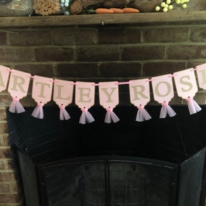 Girl's Name Banner With Crowns Girls Pink and Gold - Etsy