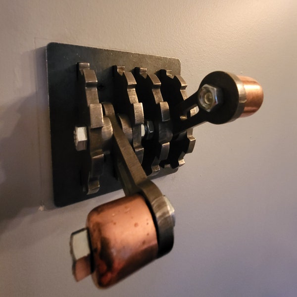 Double-gang Gear Light Switch Cover With Copper Handles / Industrial ...