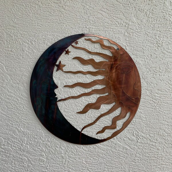 Sun and Moon | Metal Wall Art | Indoor Covered Outdoor Celestial Patio ...