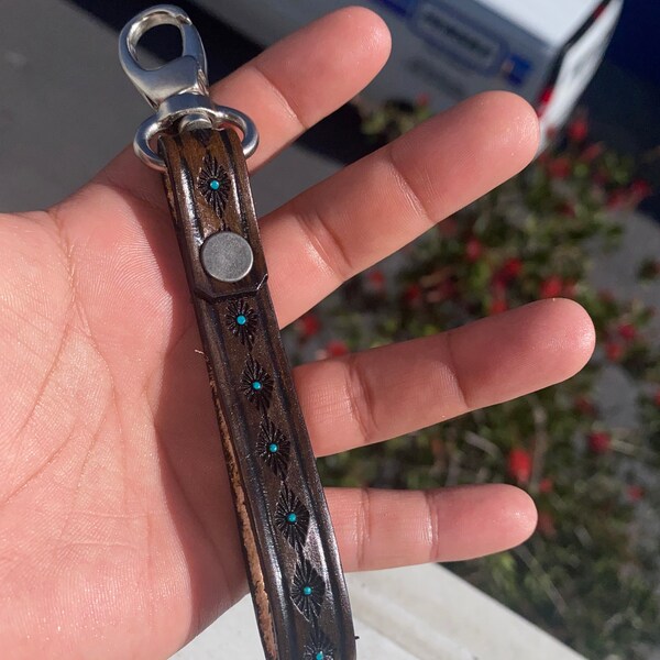 Southwestern Leather Key Fob - Handmade Western Keychain - Southwestern ...