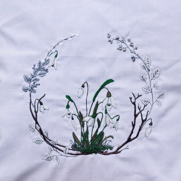 Embroidery File Set Large Snowdrop Wreath and 3 Small Snowdrops - Etsy