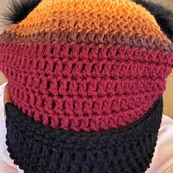 Foldable Brim Striped Droopy Eared Slouch Beanie CROCHET PATTERN ...