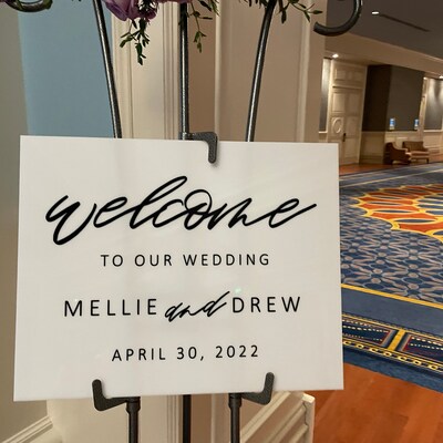 Acrylic Wedding Welcome Sign, Bride and Groom, Modern Decor, Clear ...