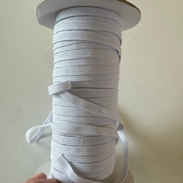 180 Yards Wholesale Spools 1/4” 6mm Flat White Braided Elastic Roll ...