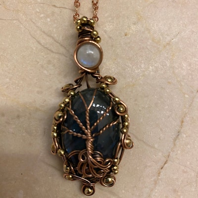 Red Fire Labradorite Pendant Copper Wire Wrapped Pendant Gemstone ...