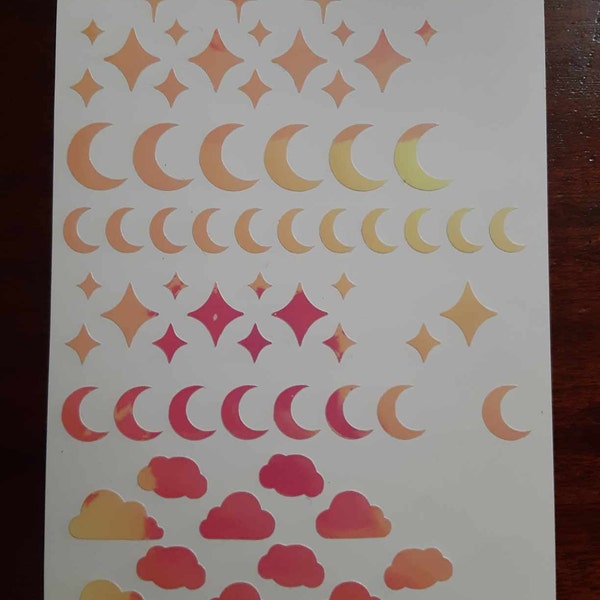 Holographic Deco Sheet Opal Colors | Stars, Sparkles, Moons, and Clouds ...