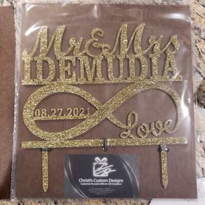 Glitter Infinity Symbol W/ Love Mr and Mrs Personalized - Etsy