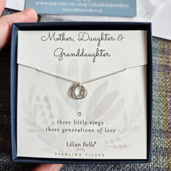 3 Generations Sterling Silver Necklace Gift, Grandmother Gift, Grandma ...