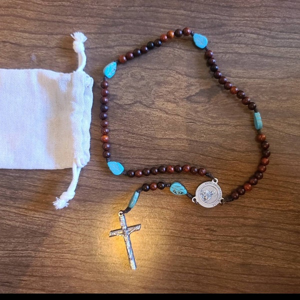 St. Kateri Tekakwitha Rosary | Blue Leaf Rosary | Roman Catholic Beaded ...