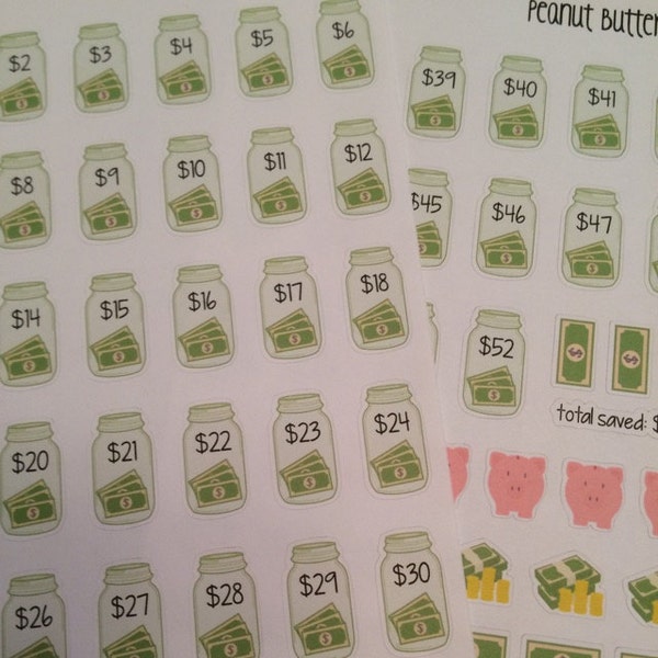 Savings Challenge Planner Stickers - 52 Week Money Challenge Calendar ...