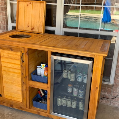 Mini-fridge Cedar Bar Cart Outdoor Kitchen Cabinet - Etsy