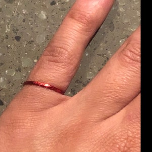 Super Thin Red Silver Stackable Rings, Red Ring, Stack Rings, Red ...