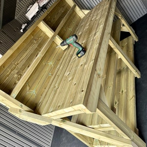 Indoor/outdoor Wooden Workbench. Garden Work Table. Bbq/pizza Oven ...