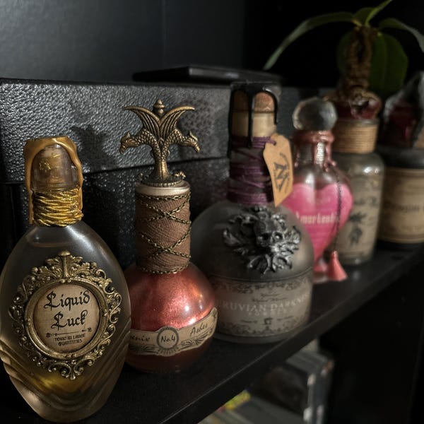 Liquid Luck Potion Magic Apothecary Herbology Glass Bottle Prop - Etsy
