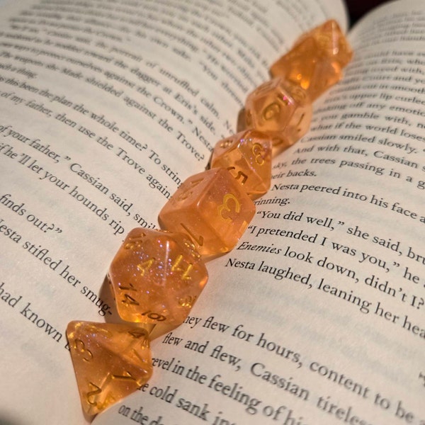 Alchemical Fire 14pc Orange and Red Gold Ink Kraken Dice Set Dungeons ...