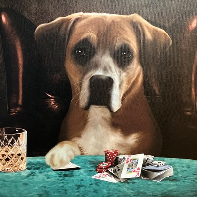 Custom Pet Portrait, Dogs Playing Poker, Pet Playing Poker, Funny Pet ...