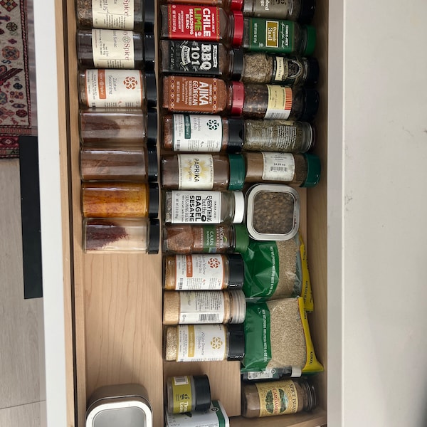 Custom Spice Drawer Insert Made From Solid Maple, Walnut, or White Oak ...