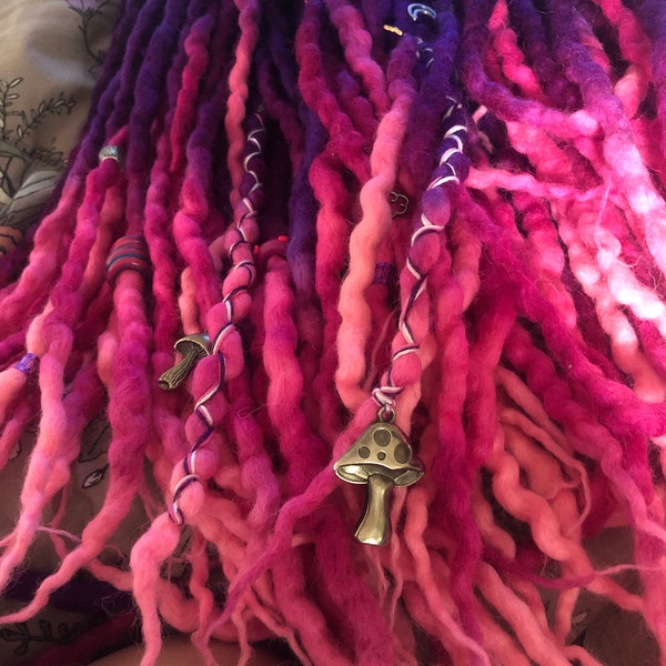 Vibrant Purple & Green Wool Dreadlock Extensions - Etsy
