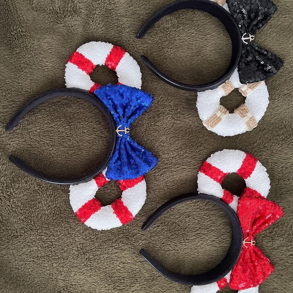 Cruise Line Buoy Mouse Ears | Cruise Line Ears | Lifebuoy Ears | Sequin ...