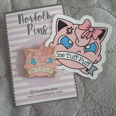 One Tuff Puff Hard Enamel Pin // Motivational Jigglypuff // 30mm Wide ...